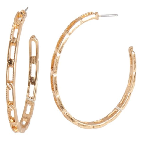 Antique Gold Chain Design Hoop Earrings – Burnley Enterprises